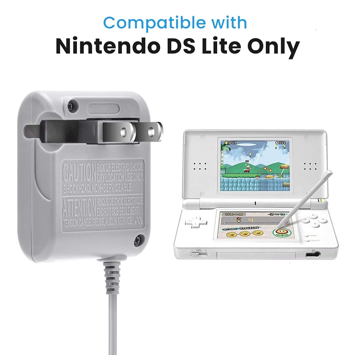 DS Lite Charger, VOYEE DS Lite Charger Replacement for Nintendo DS Lite, AC Adapter Compatible with Nintendo DS Lite Charger (100-240v) (Renewed)