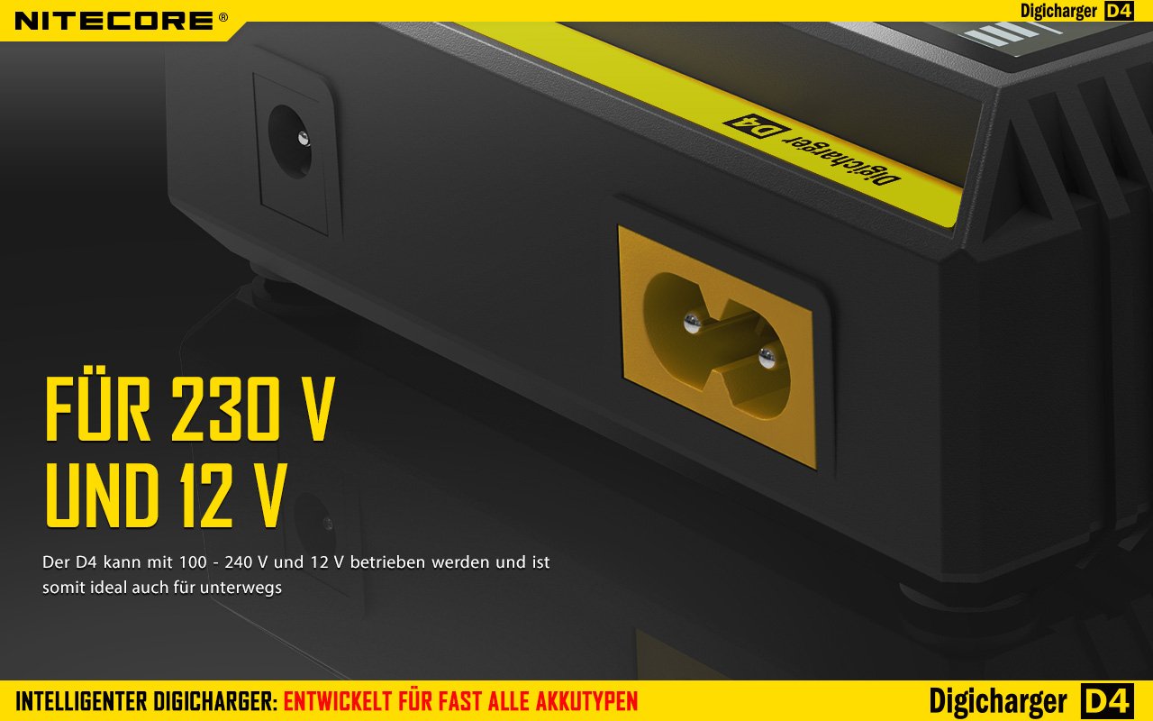 Nitecore Digicharger D4 Battery Four Bays Charger with LCD Display