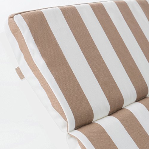 Christopher Knight Home Salem Outdoor Water Resistant Chaise Lounge Cushions, 2-Pcs Set, Brown / White Stripe