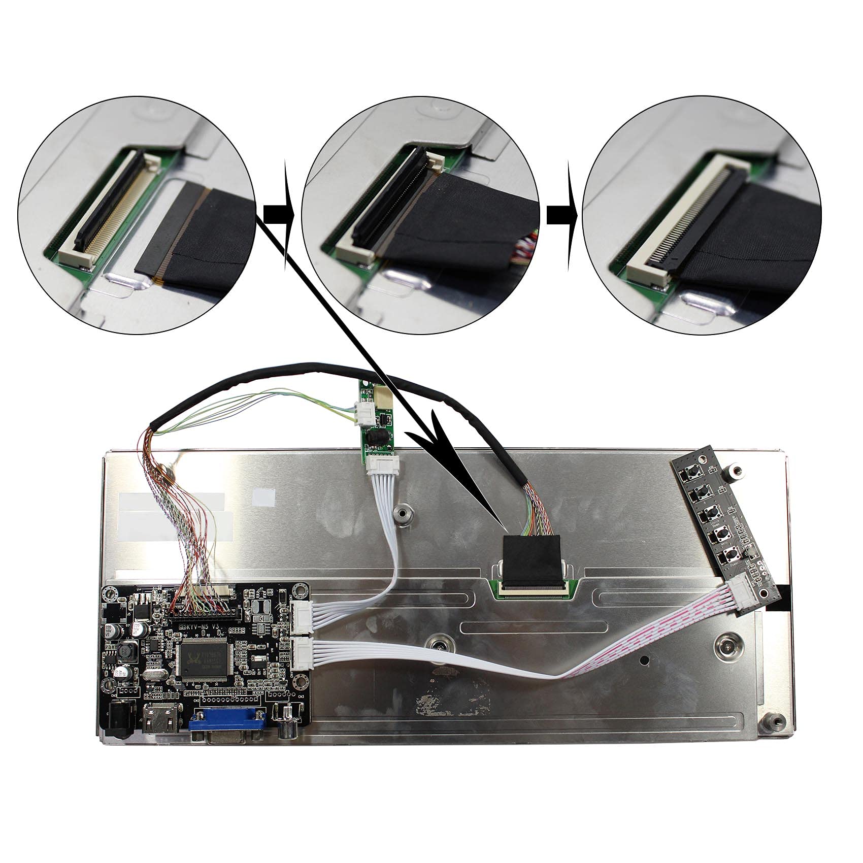 VSDISPLAY 12.3" 12.3 Inch 1920X720 LCD Screen HSD123KPW2-D10 with HD MI VGA AV LCD Controller Board KYV-N5 V3