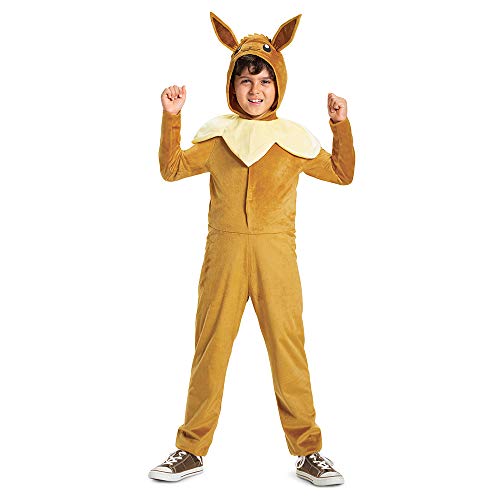 Eevee Pokemon Kids Costume, Official Pokemon Hooded Jumpsuit with Ears, Classic Size Small (4-6)
