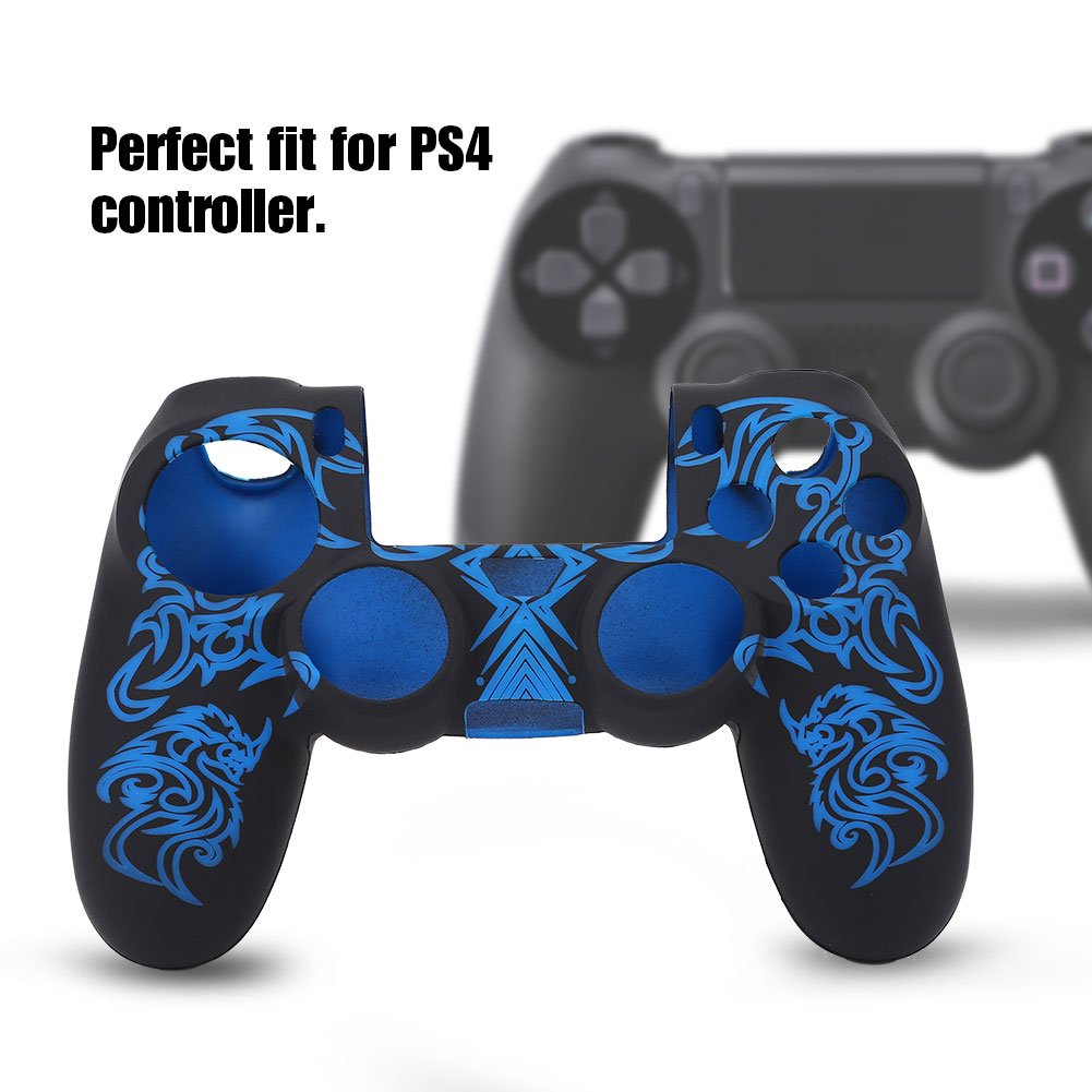 DJDK Case for ps4 Controller,Soft Silicone Case Skin Grip Shell Cover for Playstation 4 PS4 Controller(Black&Blue)