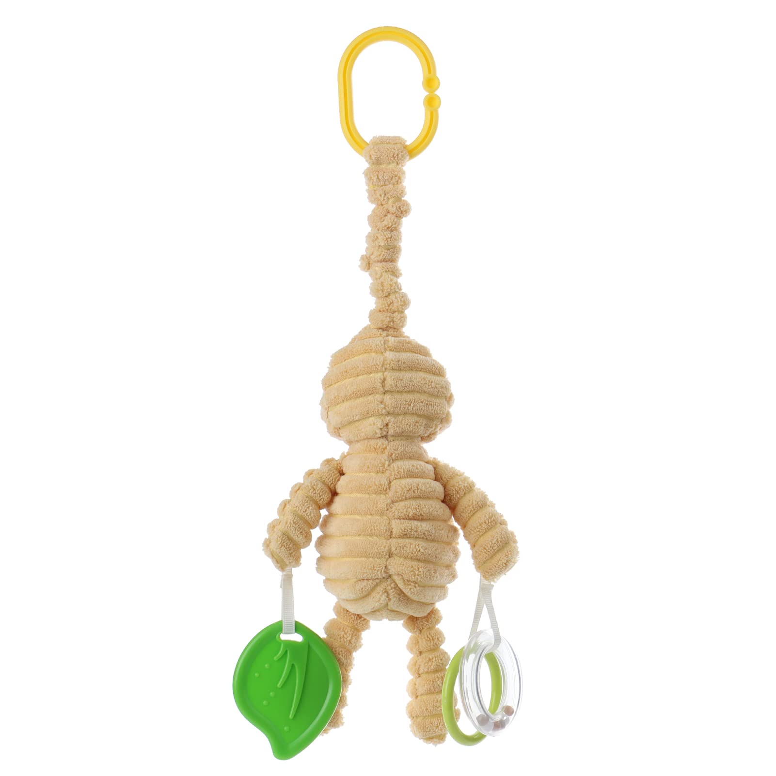 Apricot Lamb Baby Stroller or Car Seat Activity and Teething Toy, Features Plush Duck Character, Gentle Rattle Sound & Soft Teether, 8.5 Inches