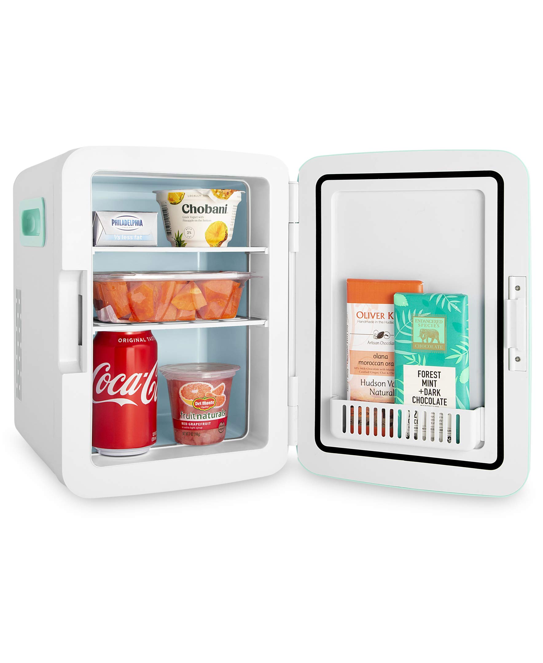 Cooluli 10L Mini Fridge for Bedroom - Car, Office Desk & College Dorm Room - 12V Portable Cooler & Warmer for Food, Drinks, Skincare, Beauty, Makeup & Cosmetics - AC/DC Small Refrigerator (Turquoise)