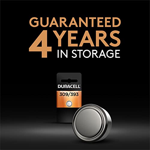 Duracell 309/393 Silver Oxide Button Battery, 1 Count Pack, 309/393 1.5 Volt Battery, Long-Lasting for Watches, Medical Devices, Calculators, and More