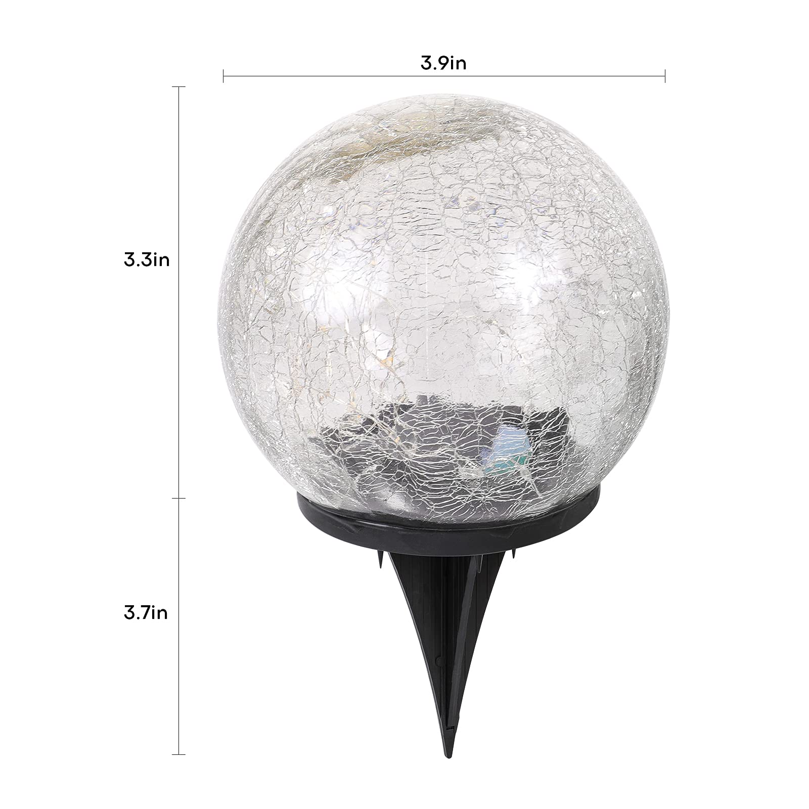 Garden Solar Lights Cracked Glass Globe Lights Outdoor Decorative Waterproof Warm White 30 LED Solar Powered In-Ground Ball Lamp for Lawn Patio Yard Pathway Birthday Halloween Party 1 Pack 3.94"