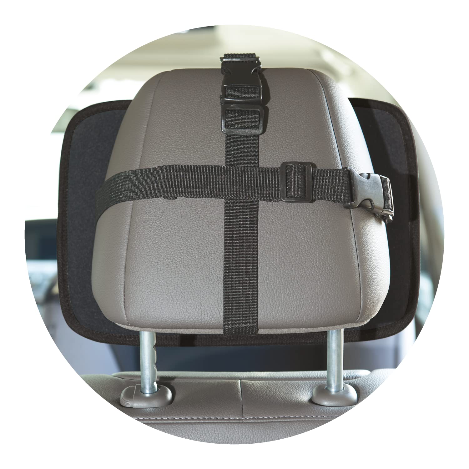 Nuby Shatterproof Rear Facing Backseat Baby Mirror, Grey
