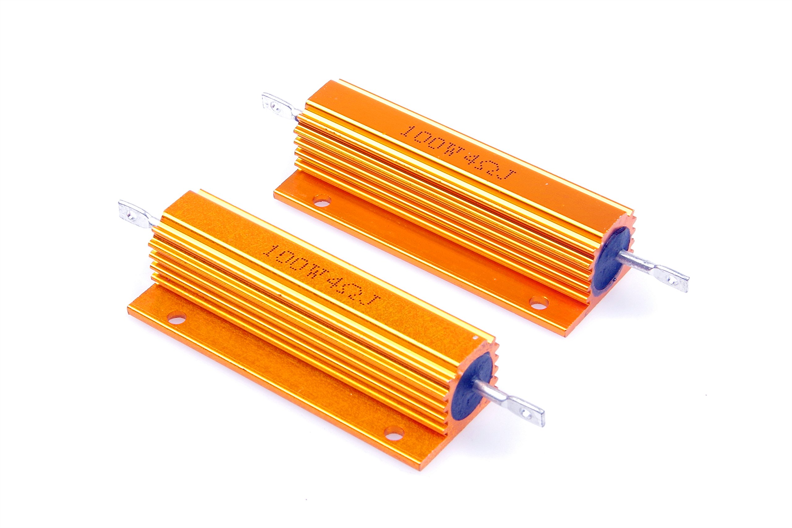 LM YN 100 Watt 4 Ohm 5% Wirewound Resistor Electronic Aluminium Shell Resistors Gold (Pack of 2)