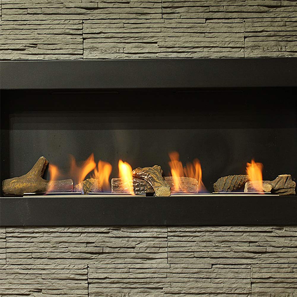 Gas Fireplace Logs Set of 9, Fireplace Logs Ceramic Wood Decoration for Gas Ethanol Firewood Log Set Hand Crafted Pine Cone Wood Use in Indoor, Outdoor
