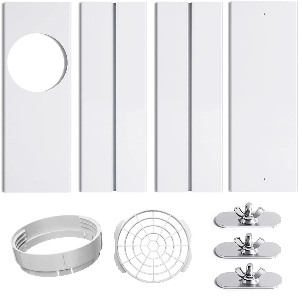 Aprjv Air Conditioner Window Seal Kit, Sliding Window Portable AC Vent Kit, Universal Adjustable PVC Balcony Seal Kit with Exhaust Hose Suit for 5.9''/15cm Air Conditioner