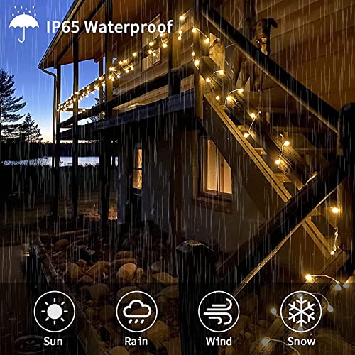 VVPONMEIQS LED String Lights 32.8FT 100LED Waterproof Twinkle Fairy String Lights with Remote 8 Flashing Modes Warm White for Home Wall Garden Decorations (Size : 5M)