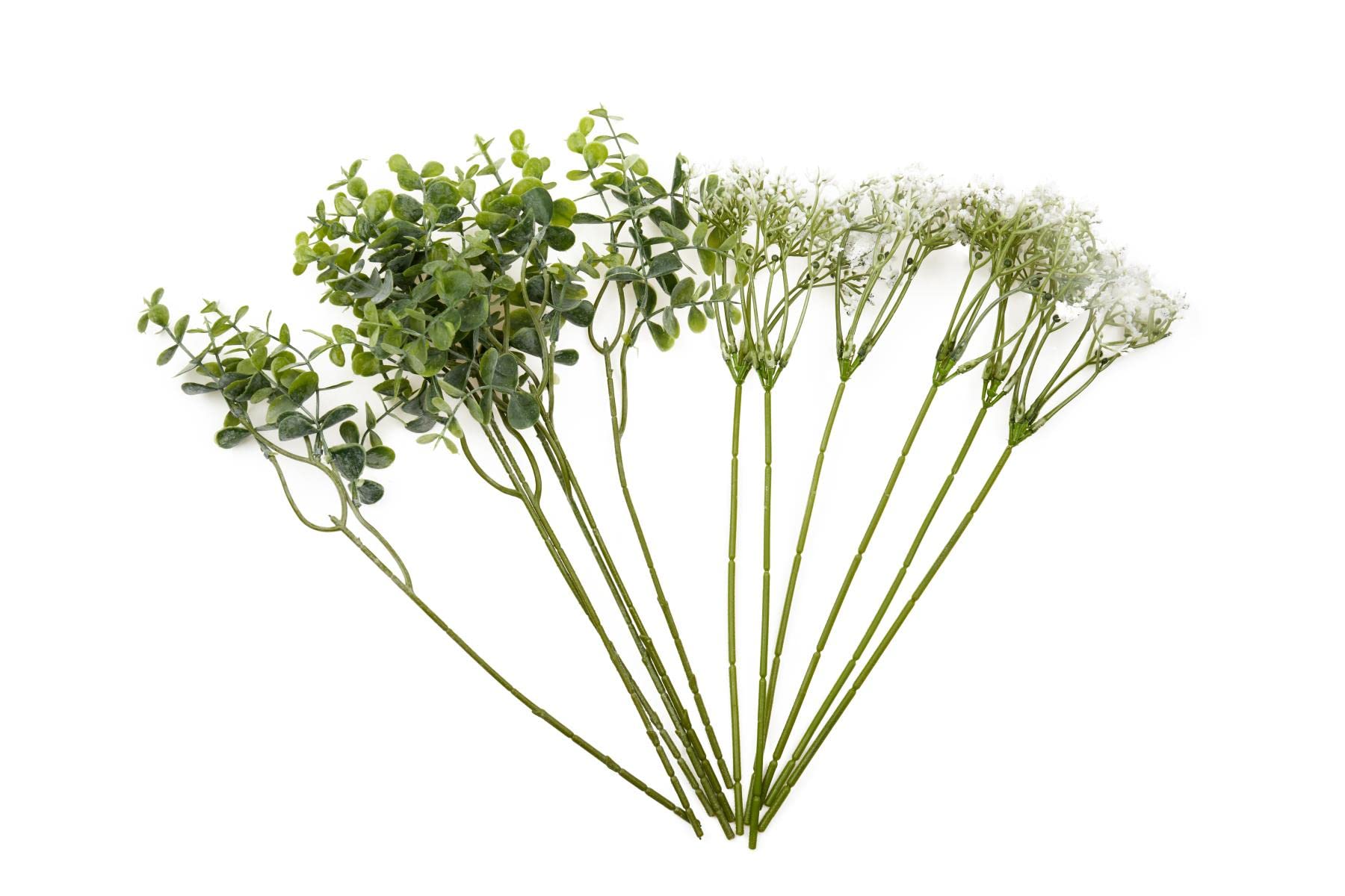 RUJIU 36Pieces/lot Artificial Plant Silk Plastic Flowers Eucalyptus Leaves Stems Branches Floral Bouquets Wreath Arrangement Home Table Garden Wedding Greenery Decoration (Gypsophila with Eucalyptus)