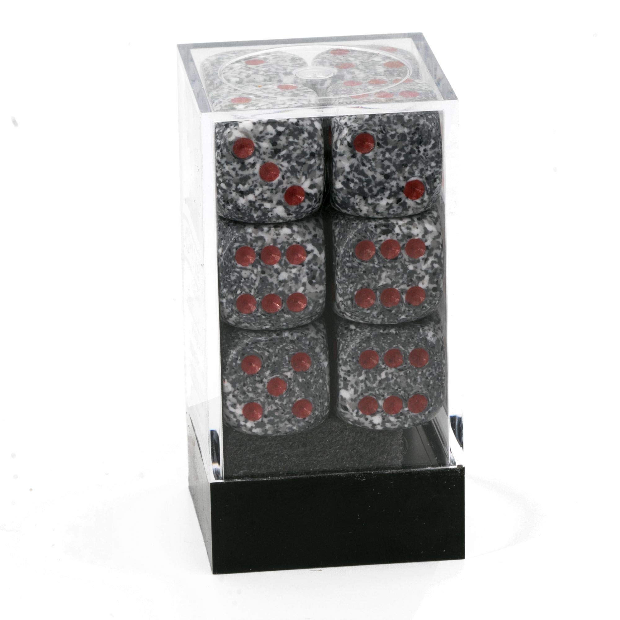 Chessex Speckled 16mm d6 Granite Dice Block, 12 dice, Multicolor