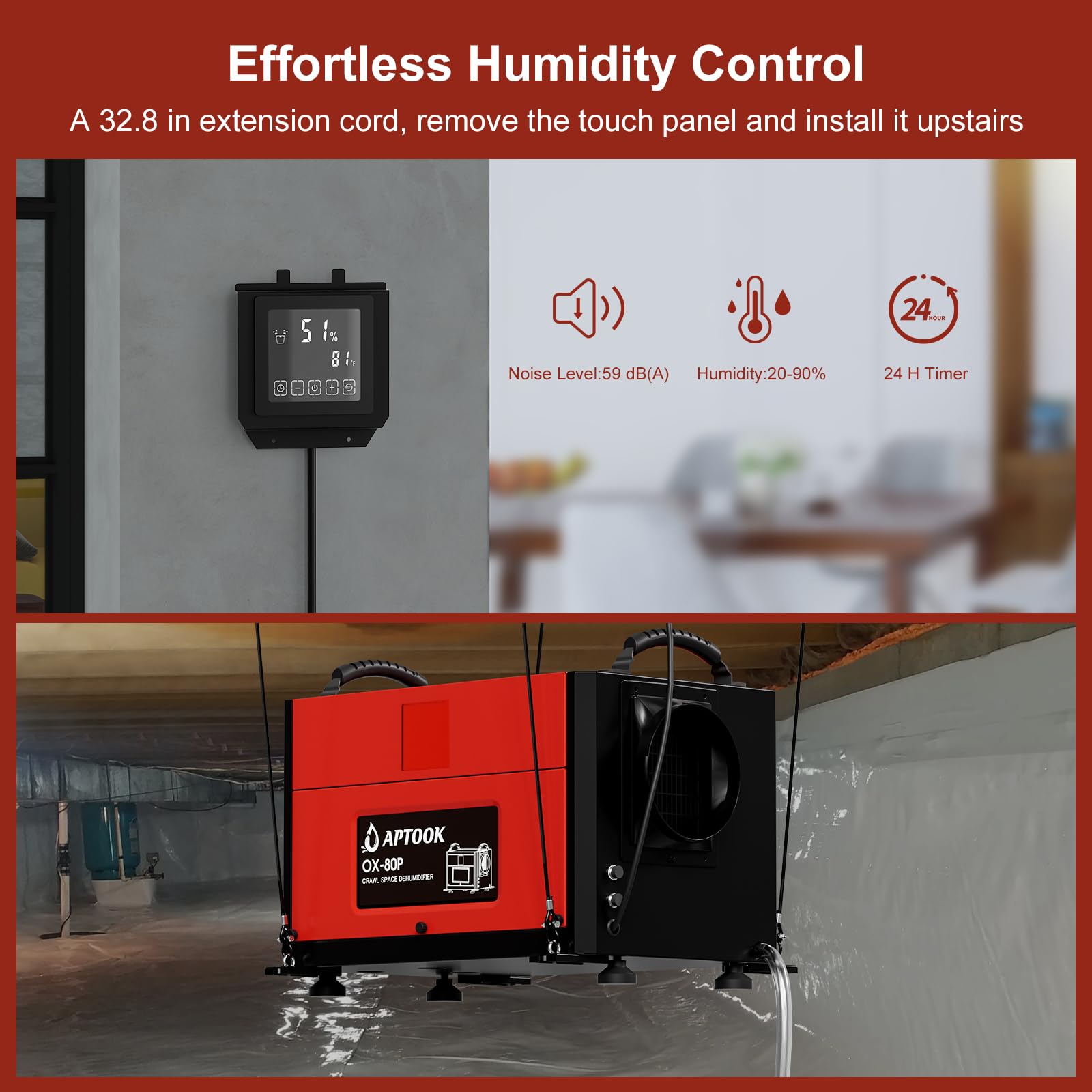 APTOOK 140 Pint Commercial Dehumidifier, Crawl Space Dehumidifier with drain Hose for Basements, Flood Repair Water Damage Restoration, Auto Defrost, Memory Starting