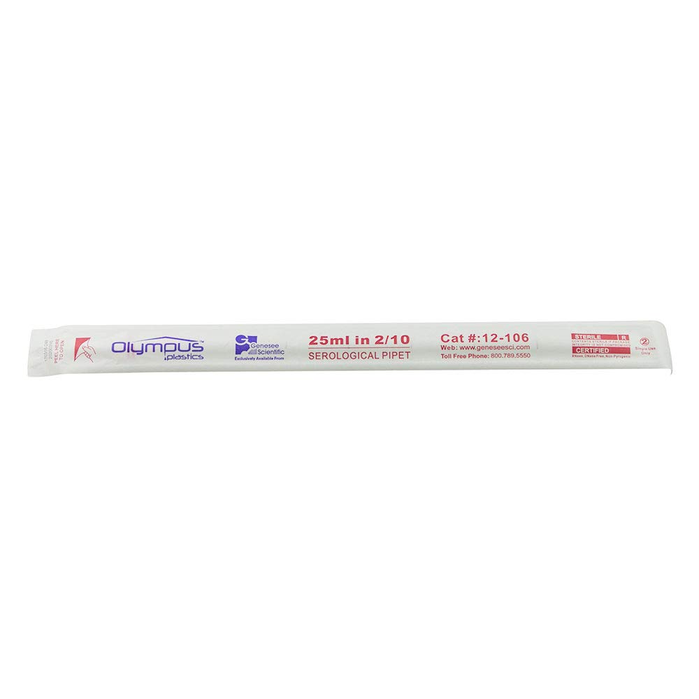 Olympus 25ml Serological Pipets, Individually Wrapped, Sterile, 200 Serological Pipettes/Unit