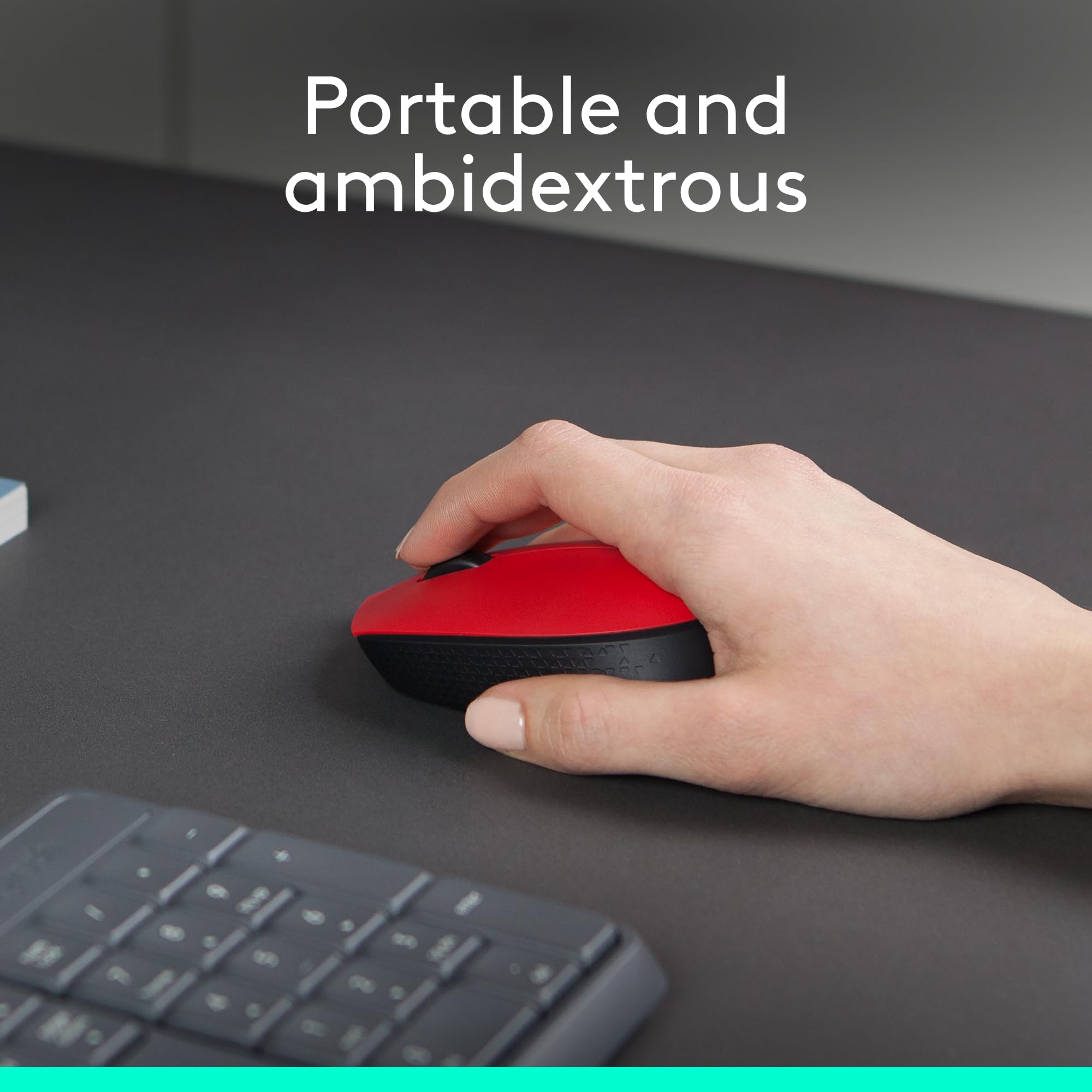 Logitech M170 Wireless Mouse for PC, Mac, Laptop, 2.4 GHz with USB Mini Receiver, Optical Tracking, 12-Months Battery Life, Ambidextrous - Red