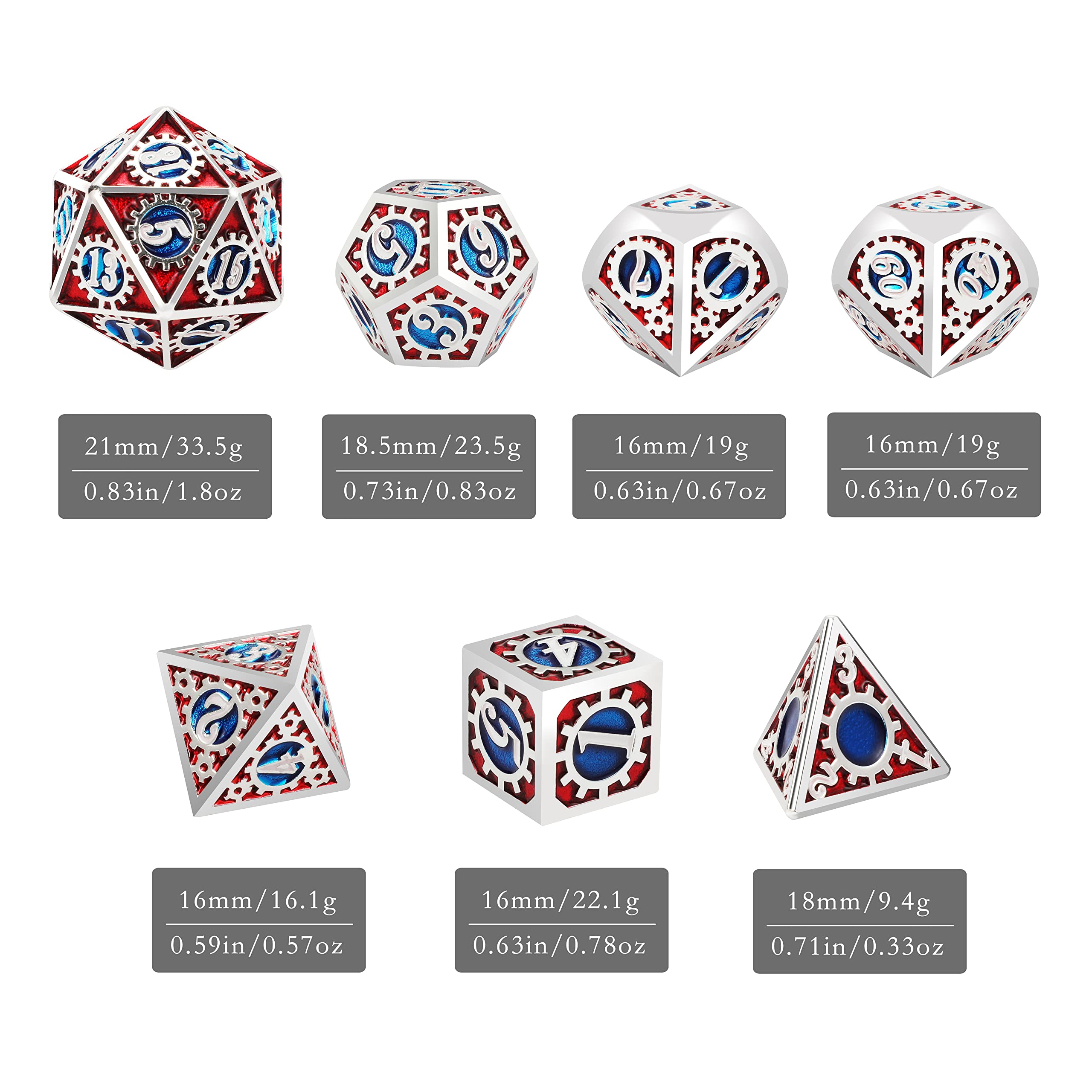 DND Dragon Scale Dice Set of 7 Pcs with Storage Box, Metal D&D Dice Set with Oversized D20 for Tabletop Roleplaying Games, Dungeons and Dragons, DND, D&D (Punk)