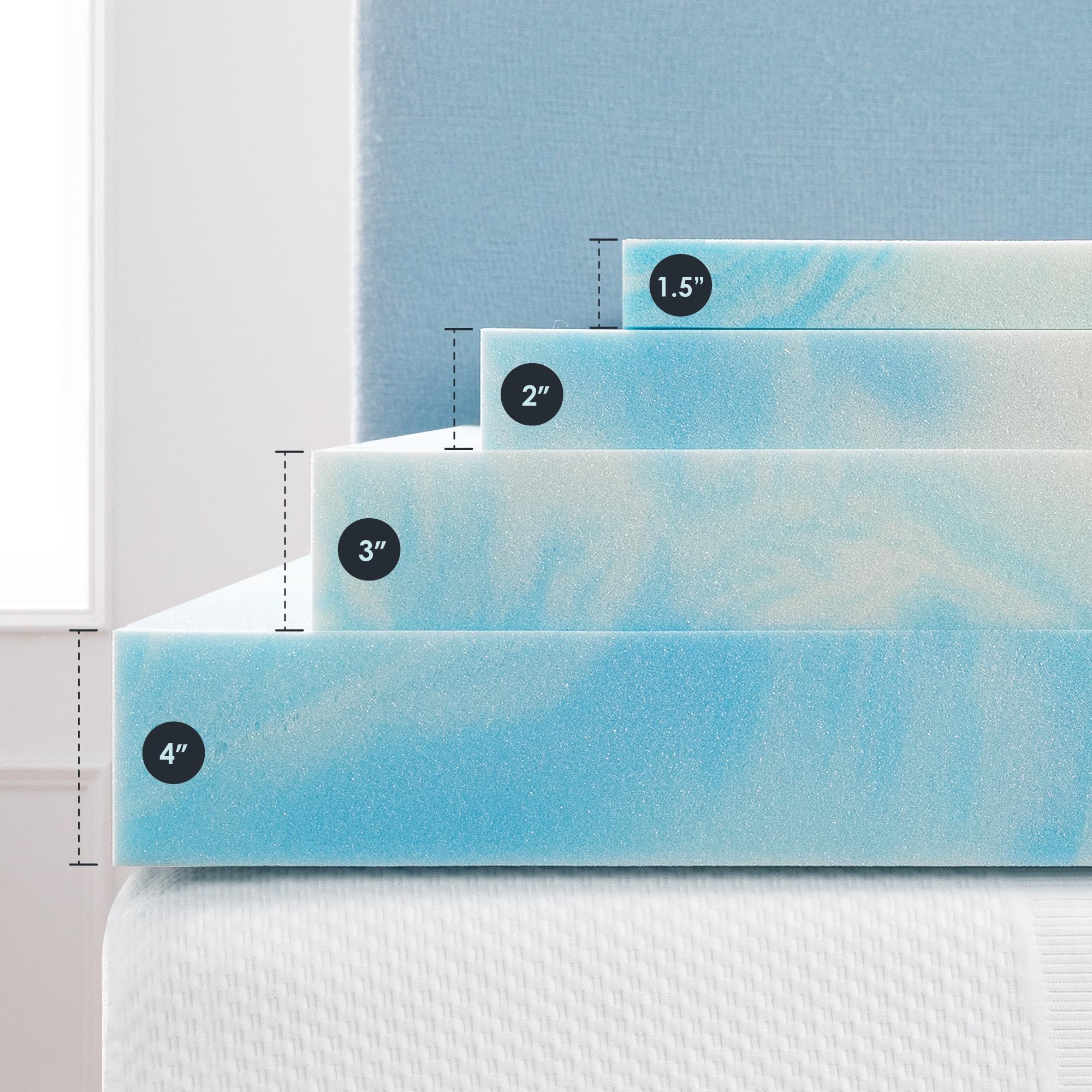 Best Price Mattress 4 Inch Swirl Gel AeroBreeze Cooling Air Flow Memory Foam Mattress Topper, Full