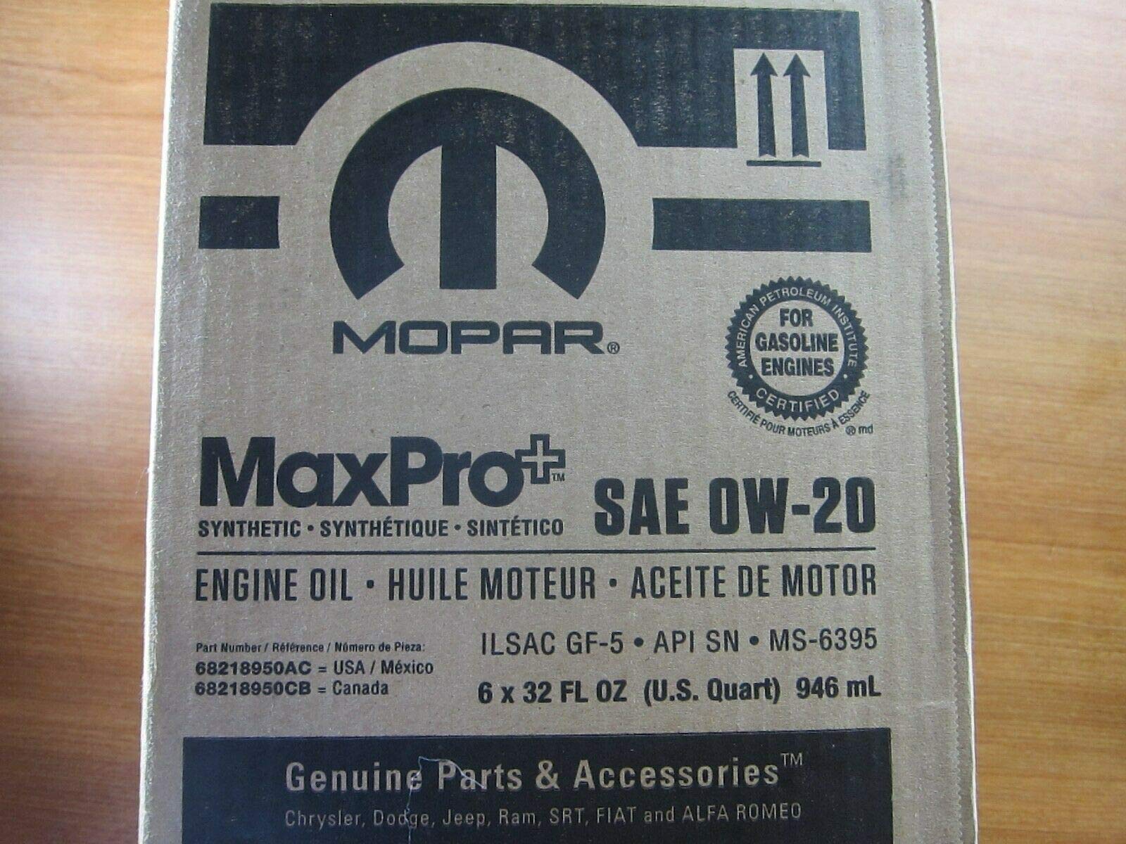 Dodge Durango 3.6L 6 Qts. 0W-20 Maxpro+ Synthetic Oil & Mopar Filter