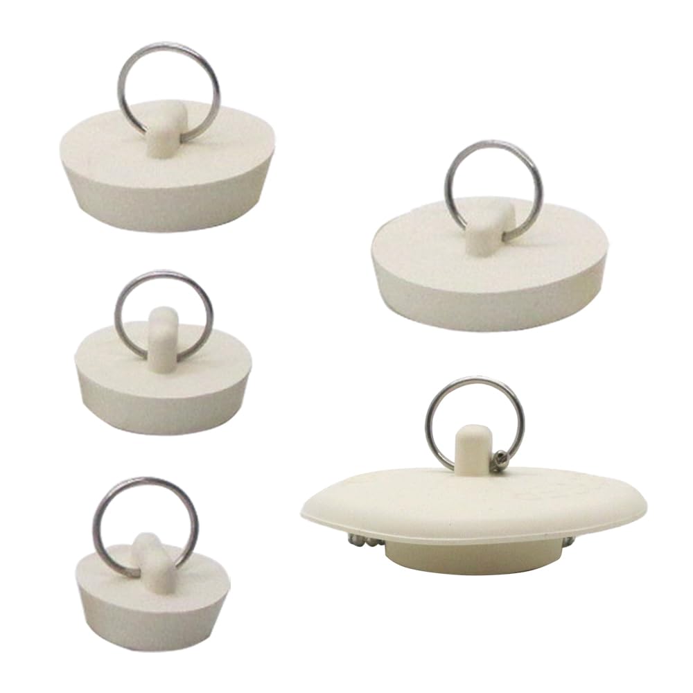 Gadgetime USA 5 Pieces Bathtub Stopper - Five Sizes - Pool Plugs - Shower Rubber Drain for Kitchen, Bathtub, Sink, Pool & Laundry