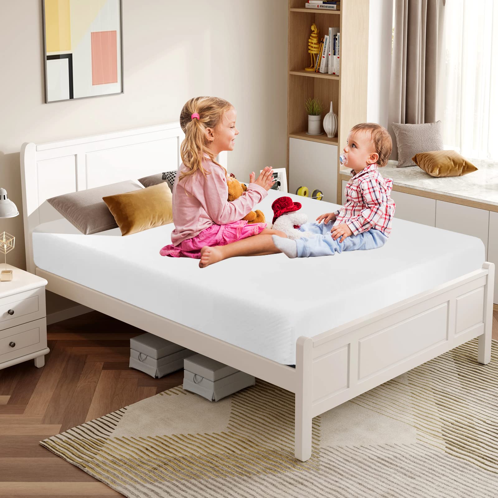 CL.HPAHKL 8 inch Gel Memory Foam Mattress Comfort Twin Mattress Medium Firm Mattresses Bed-in-a-Box CertiPUR-US Certified for Cool Sleep & Pressure Relief, White