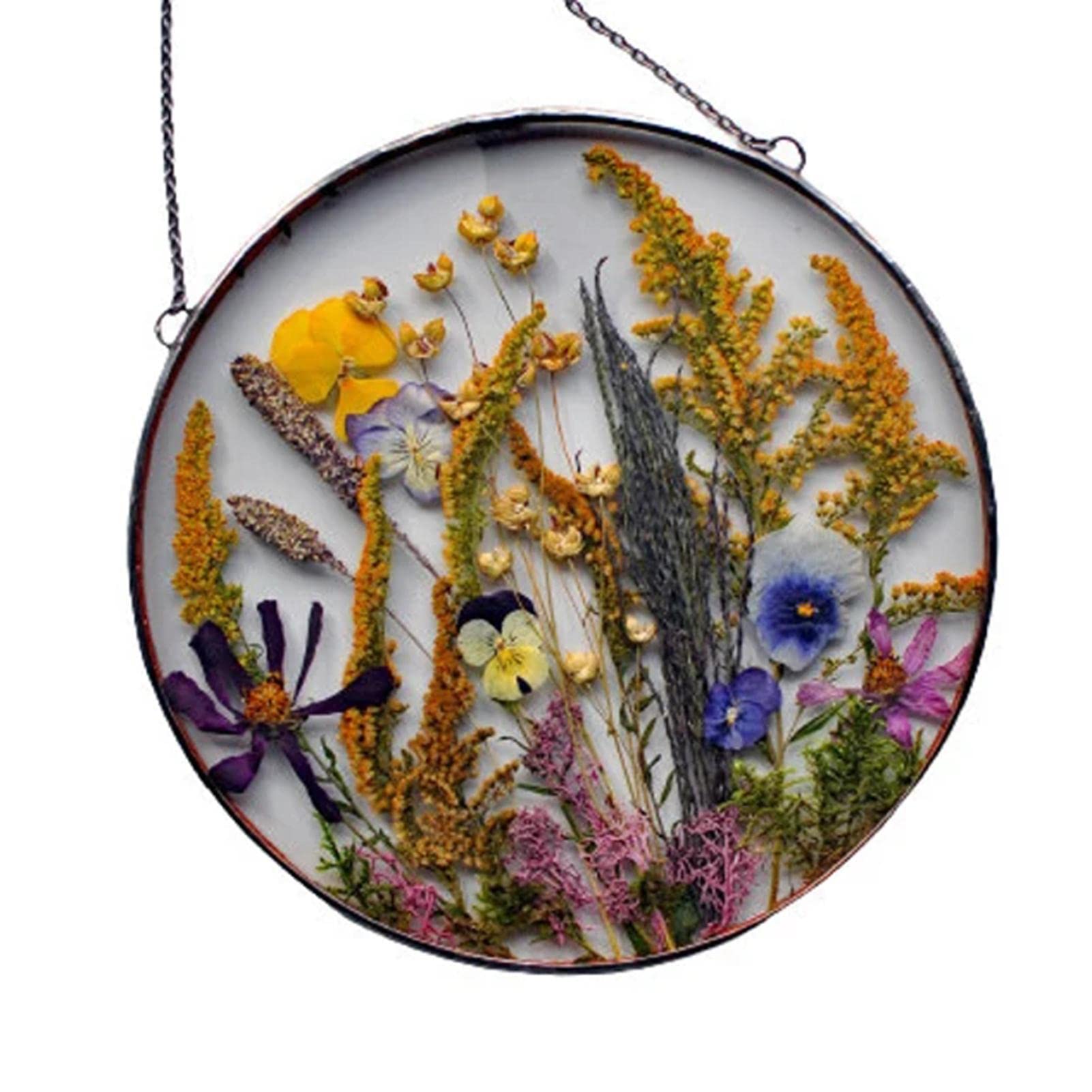 couraged Pressed Flower Ornament Frame, Hanging Acrylic Frame with Pressed Flower, Dried Flower Frame Art Decor, Exquisite Wall Frame Hangings for Home Office Garden