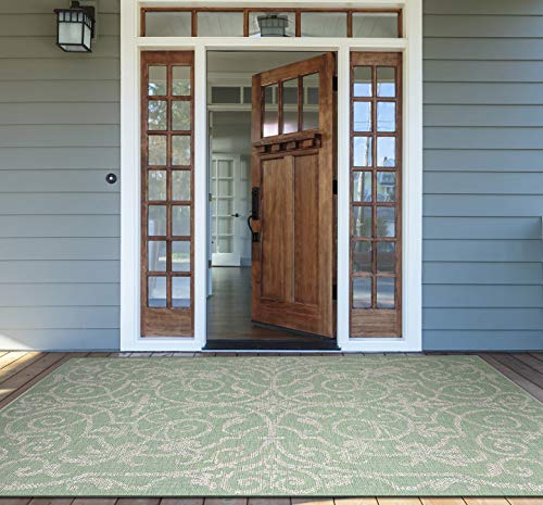 Couristan Monaco Summer Quay Indoor/Outdoor Area Rug, 3'9" x 5'5", Ivory/Light Green