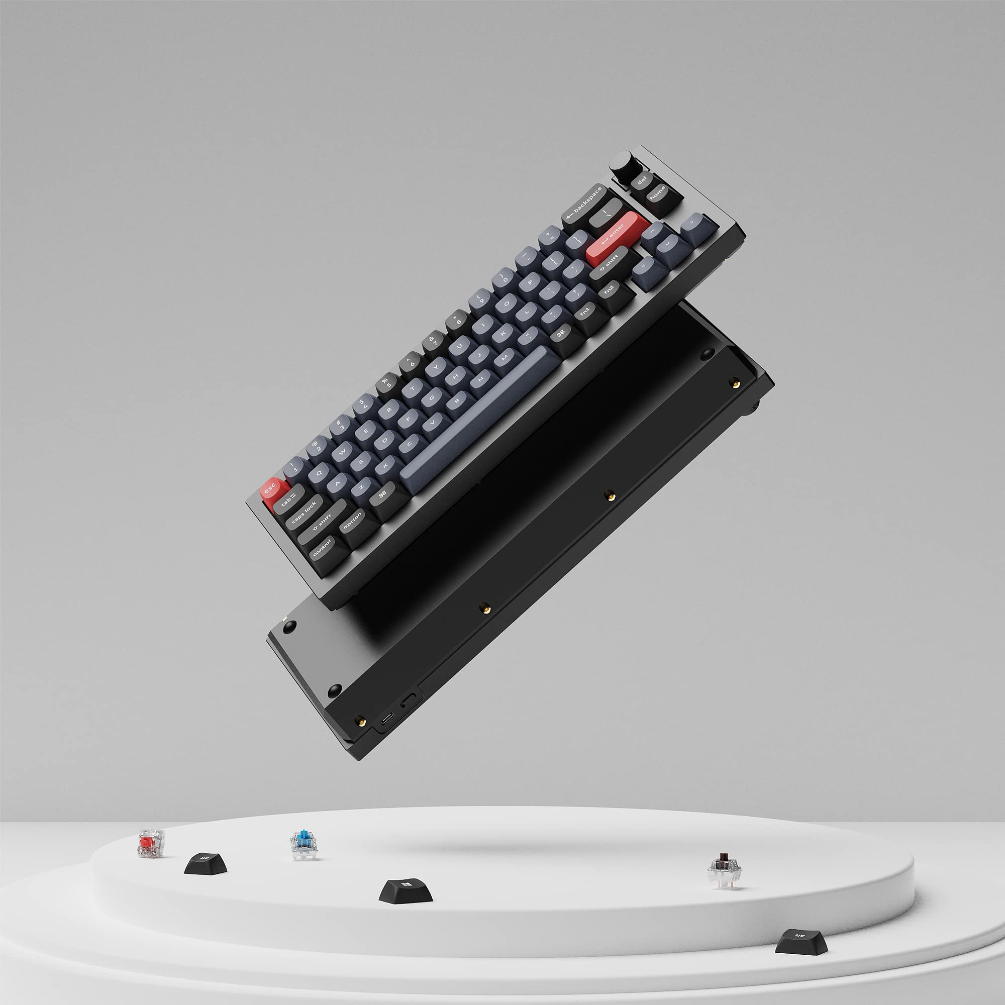Keychron Q2 Wired Custom Mechanical Keyboard Knob Version, 65% Layout QMK/VIA Programmable Macro with Hot-swappable Gateron G Pro Brown Switch Double Gasket Compatible with Mac Windows Linux (Black)