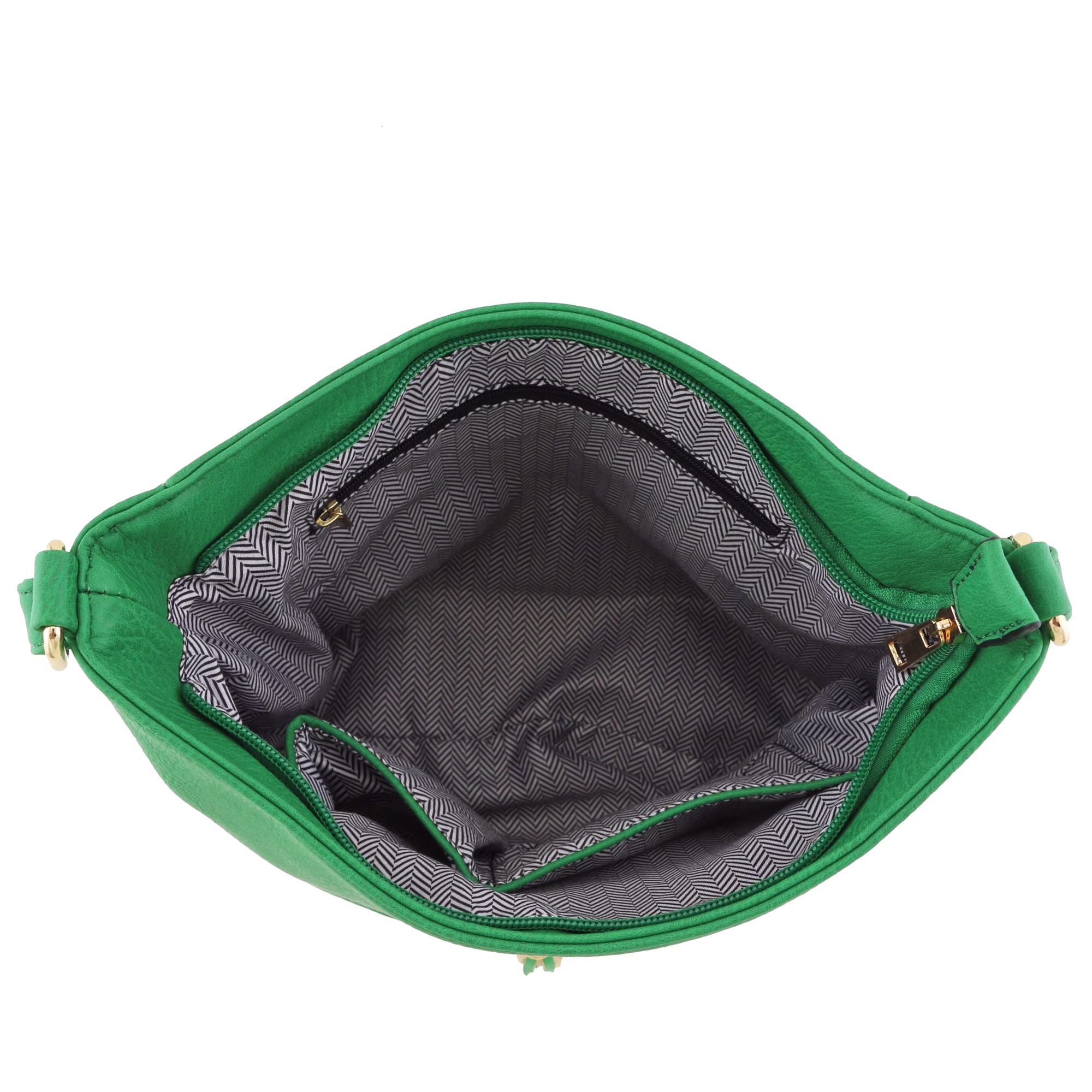 FashionPuzzle Lightweight Tassel Zipper Bucket Crossbody Bag (Kelly Green) One Size