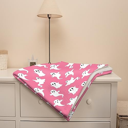 Pink Ghosts Blanket for Girls Women Kids Fleece Lightweight Throws Blanket Spooky for Boys Soft Flannel Blankets Decorations-30 x40