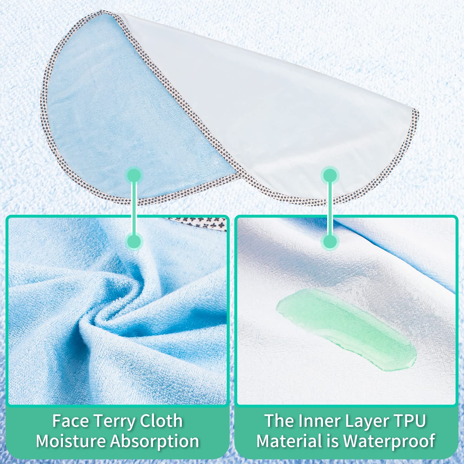 Waterproof Changing Pad Liners 6 Packs,Washable Reusable Changing Pad Liners,Portable Soft Baby Changing Table Liners for Boys Girls,23.6"x 11.8"Blue