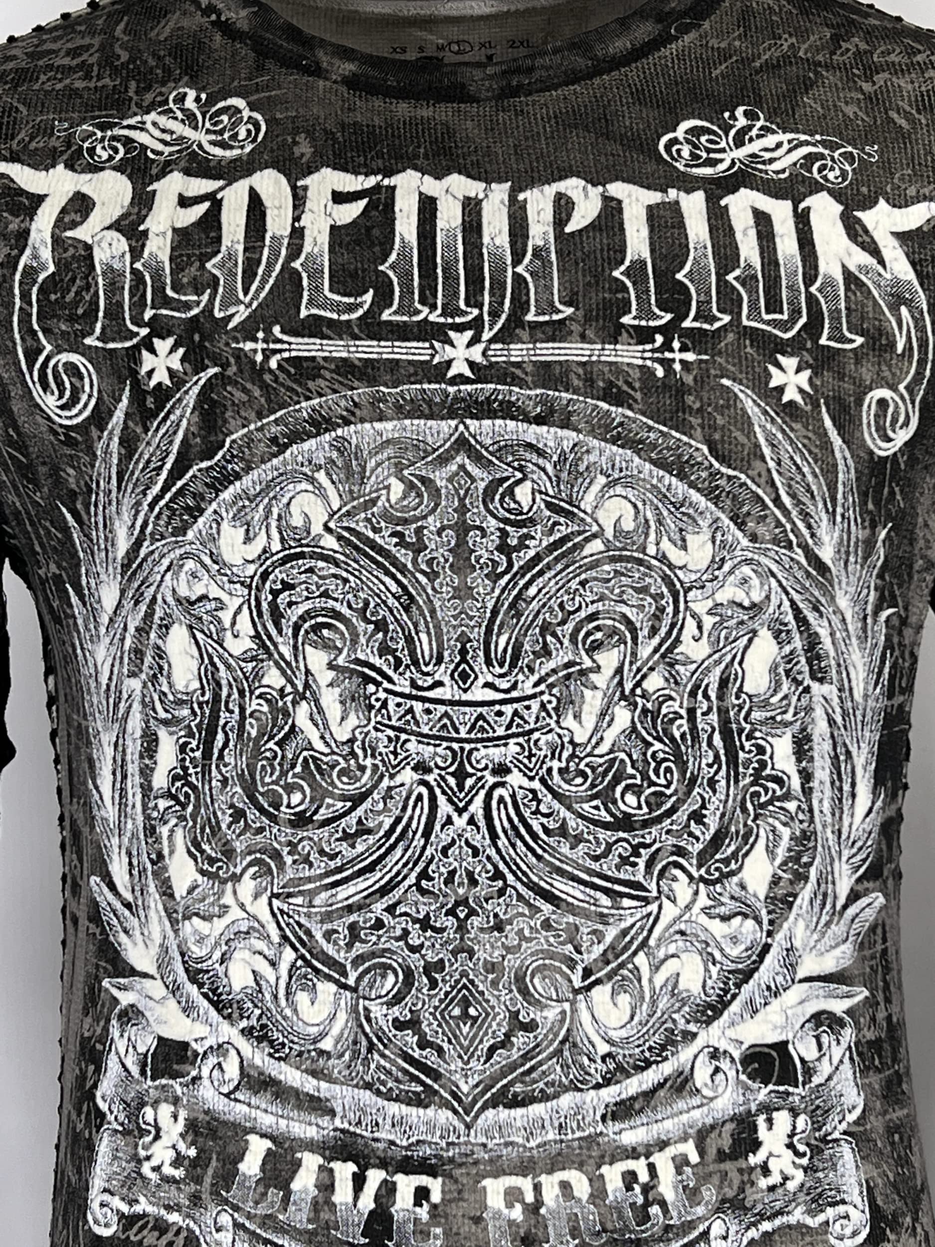 Archaic by Affliction Men's Thermal Shirt Shielded Gray L