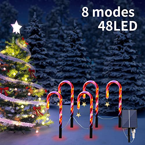 Christmas Candy Cane Lights,8 Pcs Solar Lights, 8 Modes Christmas Decoration Lawn Candy Cane Lights, Solar Powered Garden Lights, Home Led for Outdoor Garden Lighting