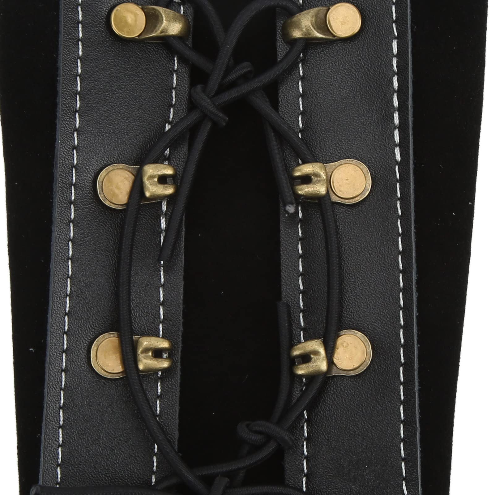 Archery Arm Guard, PU Leather Arm Guard Strong Force Adjustable Cord Cowhide Arm Guard with Brass Pattern Decorative Buckle for Archery(Black) Archery Arm Guard Leather