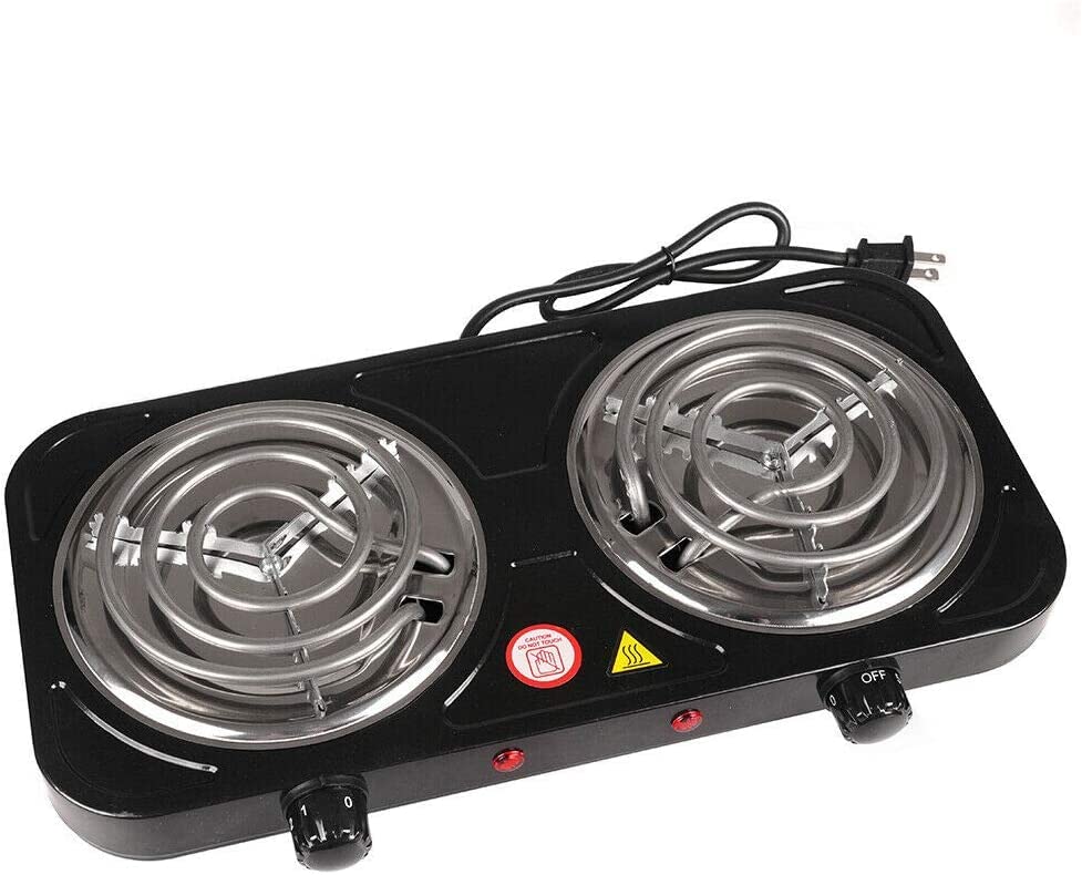 Timoau Electric Countertop Burner, Double Burner, 2000W Induction Cooktop, Portable Electric Hot Plate, 5 Level Adjustable Temperature Control Cooking Ranges for Home Dorm Camping Cooking