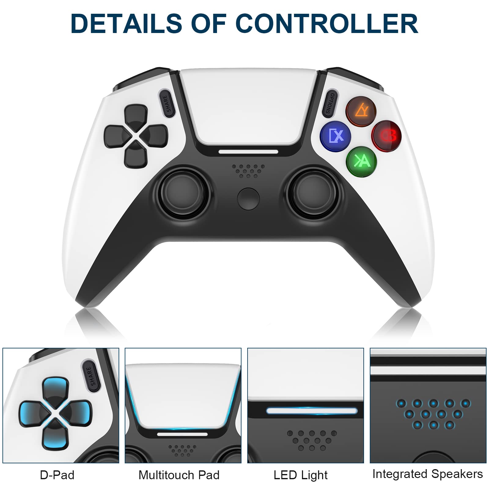 arVin Mobile Gaming Controller for PS4/PS3/PC/iPhone/Android Wireless Gamepad Joystick with Phone Holder for iPhone 15/14/13/12, iPad, iOS, MacBook, Samsung Galaxy, TCL, One Plus, Tablet, COD, Steam