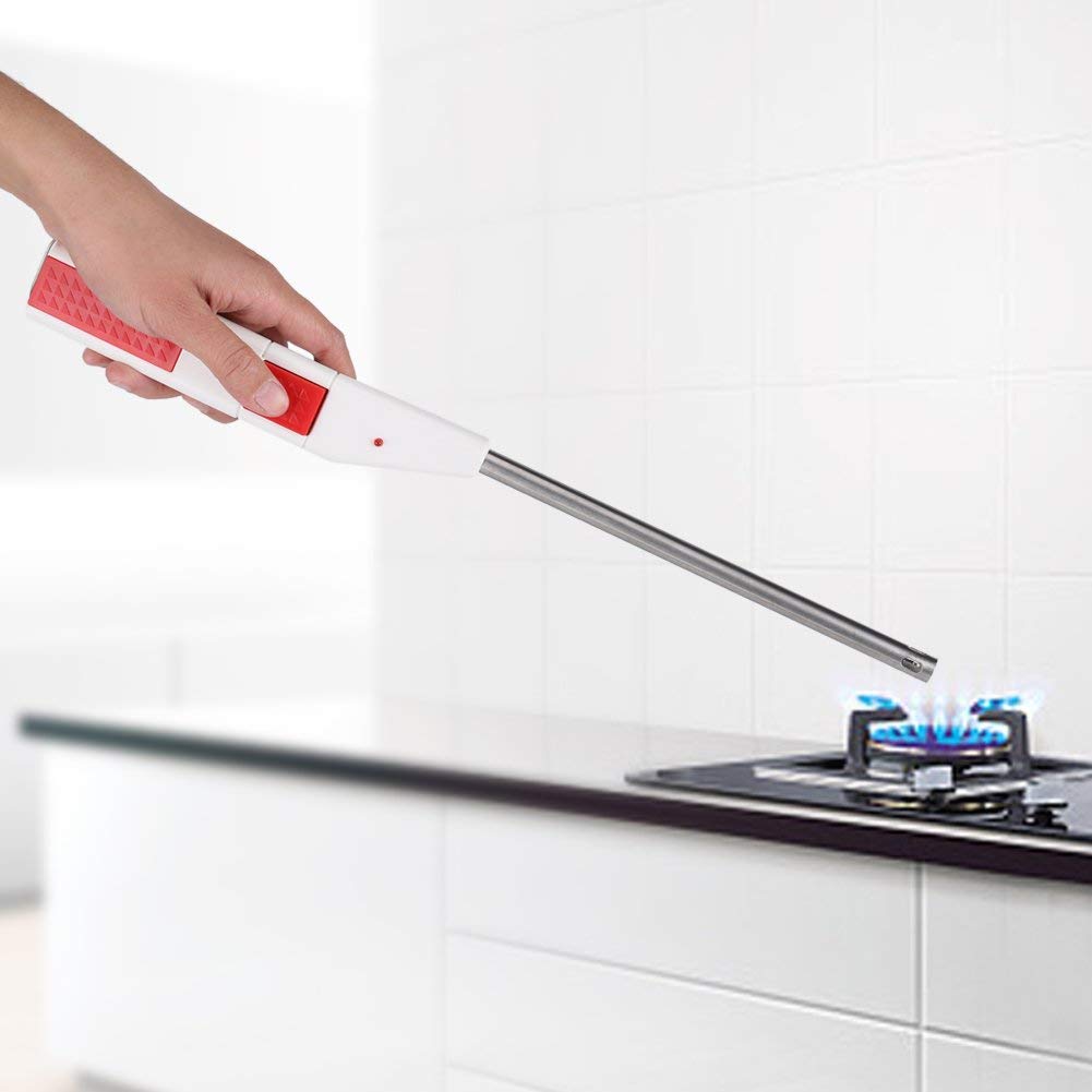 Fdit Electronic Kitchen Gas Stove Lighter Oven BBQ Candle Safety Ignitor Home Kitchen Outdoor Camping Picnic Use(Red)