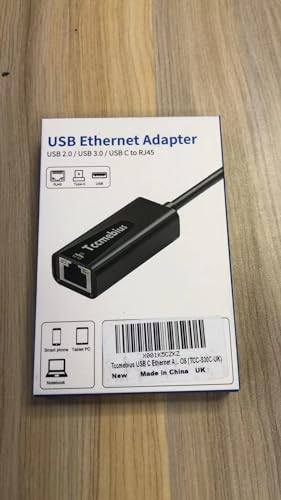Tccmebius USB C to Ethernet Adapter, USB C to RJ45 10/100/1000 Network Gigabit Adapter for MacBook Pro/Air, iPad Pro, Dell XPS, Surface Book, Smartphone, Compatible Windows 7/8/10, Mac OS (TCC-S30C)