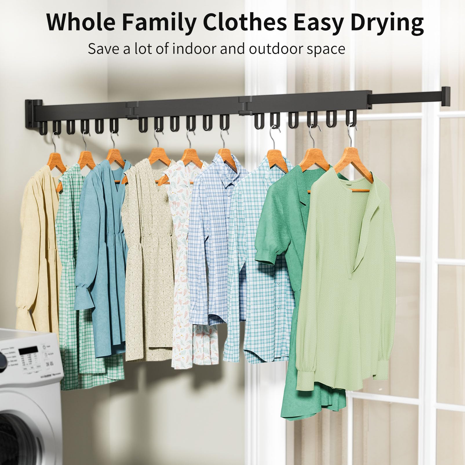 KeingGcopr Clothes Drying Rack,Wall Mounted Clothes Drying Rack,Laundry Drying Rack Wall Mount,Laundry Drying Rack,Aluminum Clothes Drying Rack Wall Mount,Collapsible,Foldable