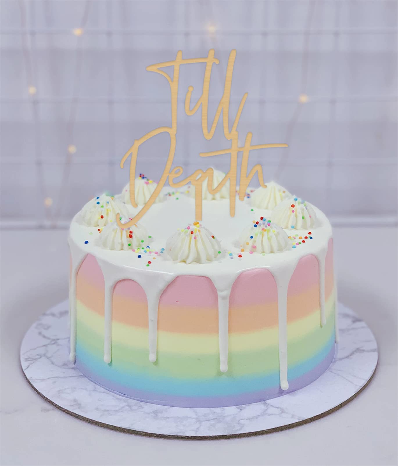 Till Death Wedding Cake Topper for Bridal Shower Decorations - Engagement Bachelorette Party, Wood