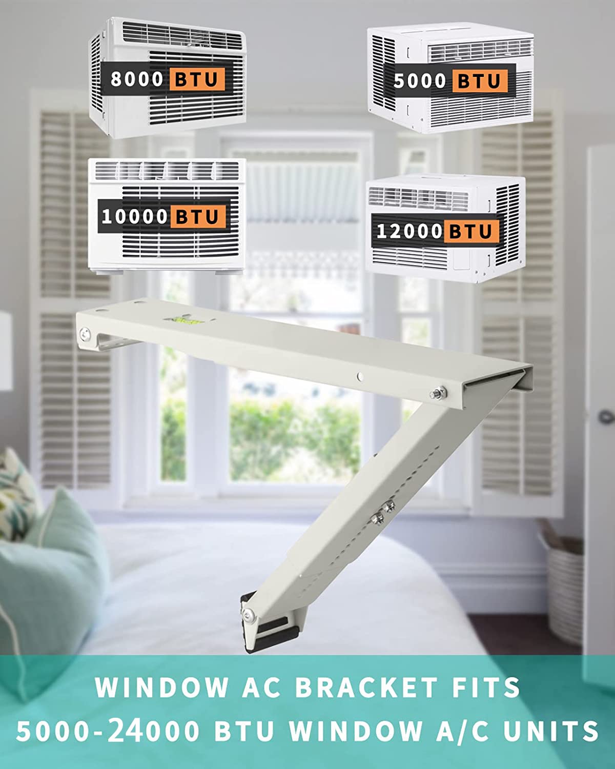 ASCSOULMAN Air Conditioner Support Bracket,Heavy Duty Window AC Bracket,Support Up To 176lbs,Support 5,000 24,000 BTU Units