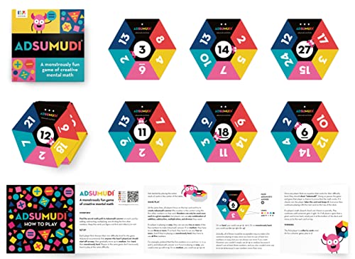 Evermade Adsumudi Math Game - The Monstrously Fun, Smart Game for Kids to Practice Multiplication, Division, Addition and Subtraction - Great for Kids Ages 8-12