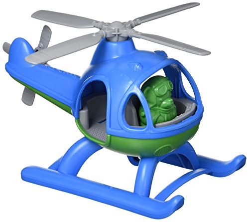 Green Toys Helicopter, Blue/Green CB - Pretend Play, Motor Skills, Kids Flying Toy Vehicle. No BPA, phthalates, PVC. Dishwasher Safe, Recycled Plastic, Made in USA.