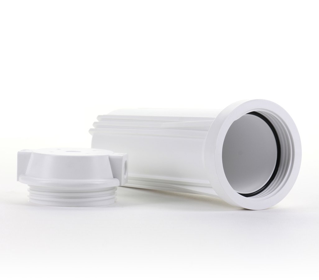 Hydronix HF2-10WHWH14, 10" White Housing with White Flat Cap For RO & Filtration Systems, 1/4" Ports
