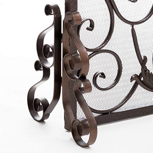 Christopher Knight Home Wilmington Fireplace Screen, Gold Flower On Black