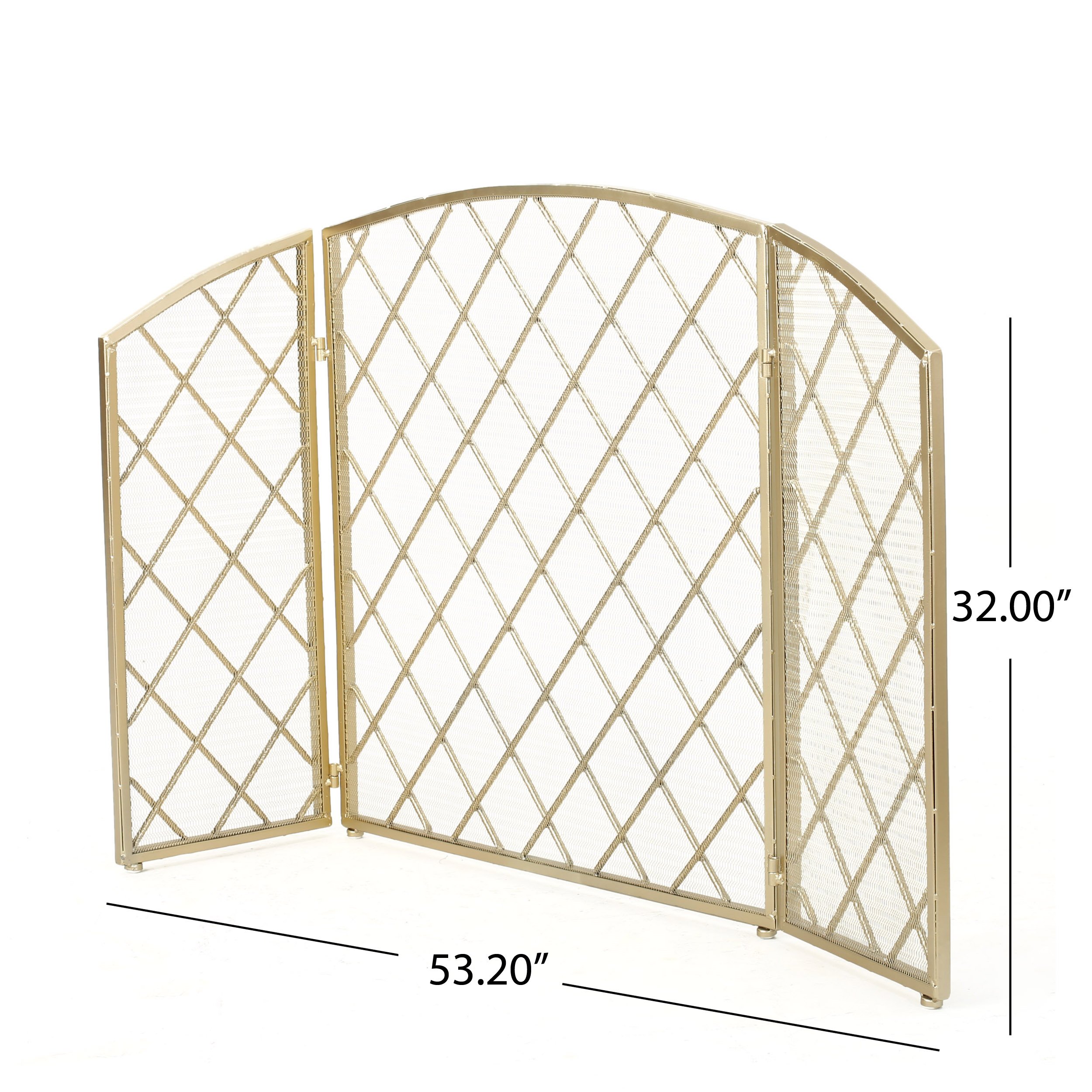 Christopher Knight Home Amiyah 3 Panelled Iron Fireplace Screen, Gold