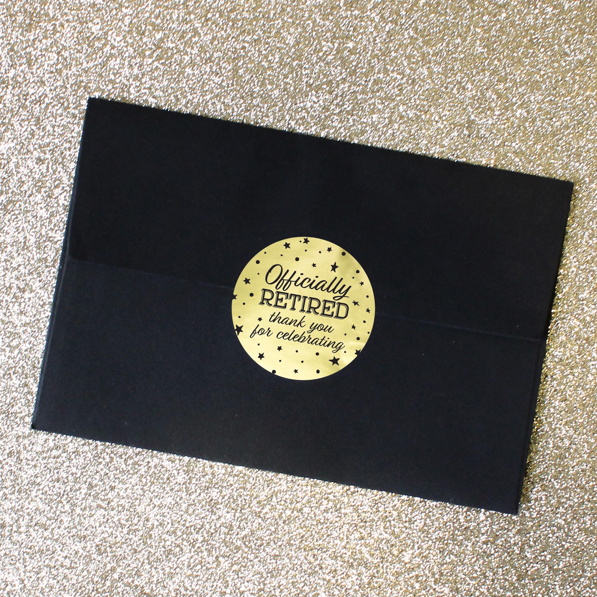 Black and Gold Retirement Party Thank You Stickers, Shiny Gold Foil Retirement Party Decor - 40 Count