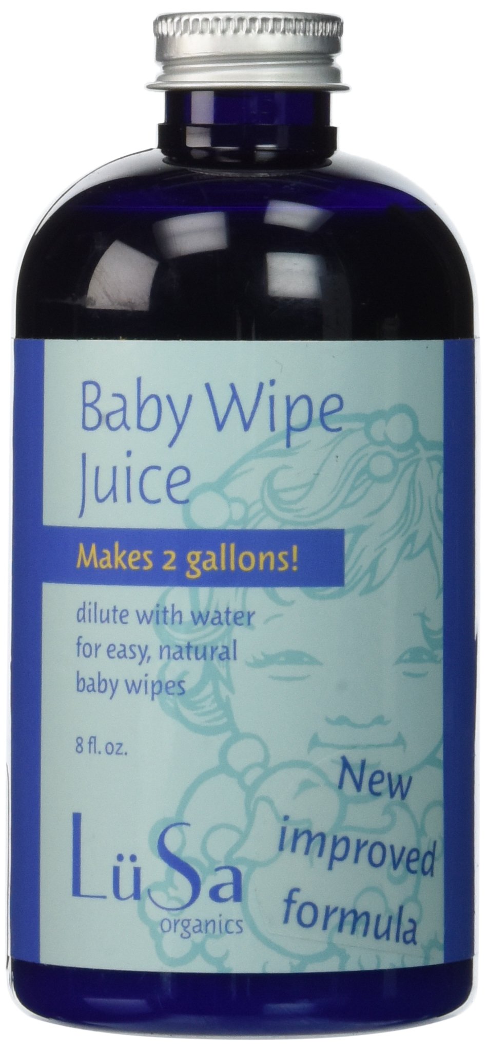 Lusa Organics Baby Wipe Juice - Certified Organic with Natural, Safe, and Gentle Ingredients - Locally Grown and Tested - Synthetic Fragrance and Preservative FREE - 8 Ounces and Makes 2 Gallons