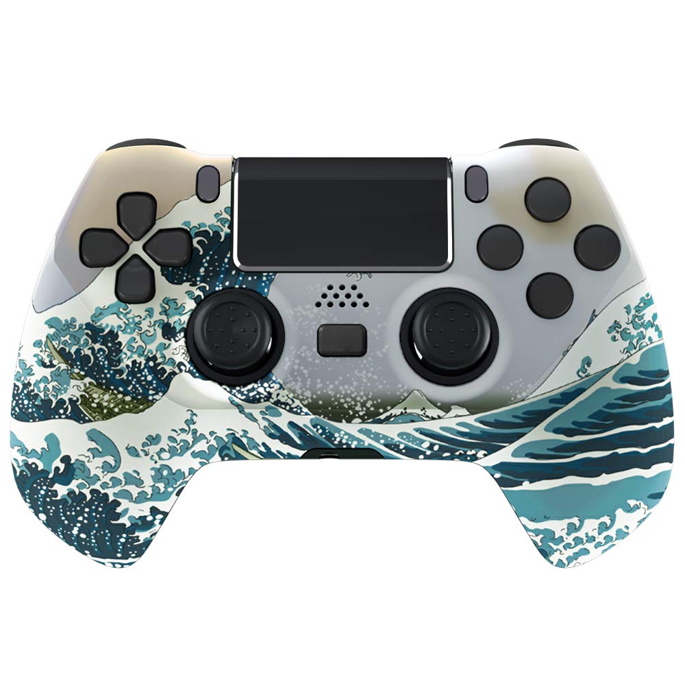 eXtremeRate The Great Wave Decade Tournament Controller (DTC) Upgrade Kit for PS4 Controller JDM-040/050/055, Upgrade Board & Ergonomic Shell & Back Buttons & Trigger Stops - Controller NOT Included