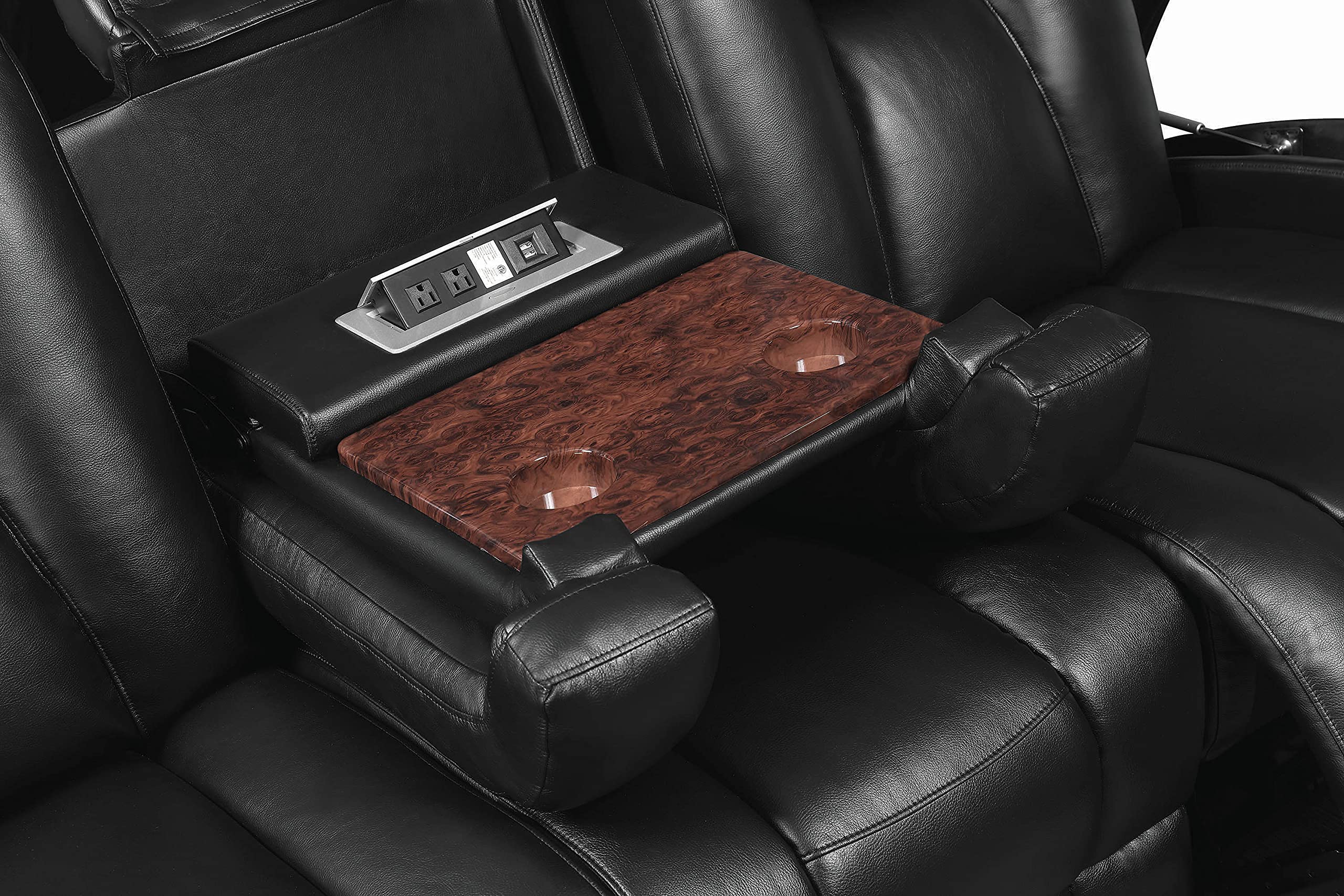 Coaster Furniture Delange Reclining Power Sofa with Adjustable Headrests and Storage in Armrests Black 601741P